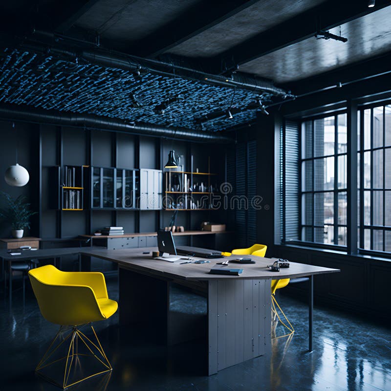 Illustration of an Office Interior Built Using the Memphis Milano ...