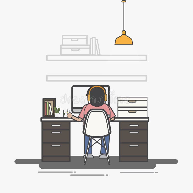 Illustration of Office Worker in Workplace Avatar Stock Illustration ...