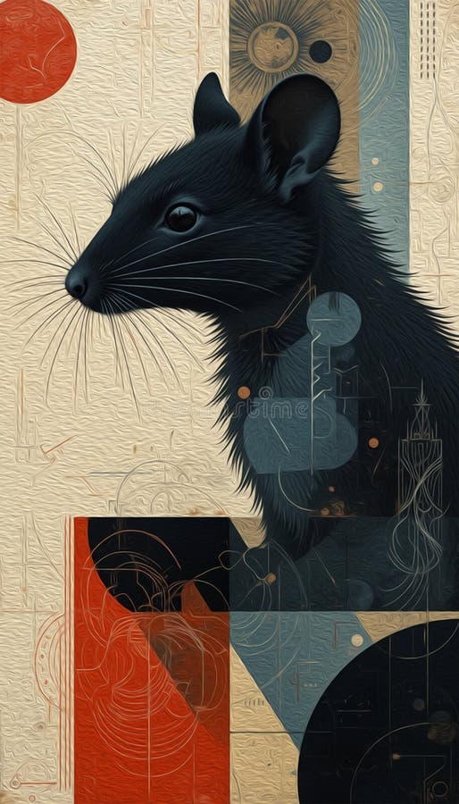 Mouse . Illustration with Oil Paint. Pattern for Printing on Wall ...