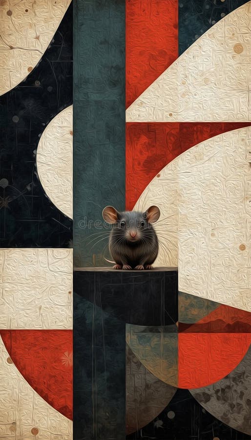 Mouse . Illustration with Oil Paint. Pattern for Printing on Wall ...