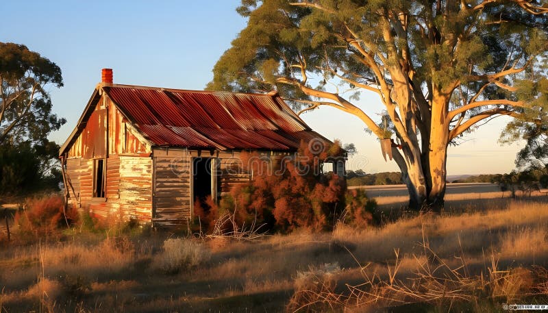 Old Australian shack stock illustration. Illustration of barn - 309937807