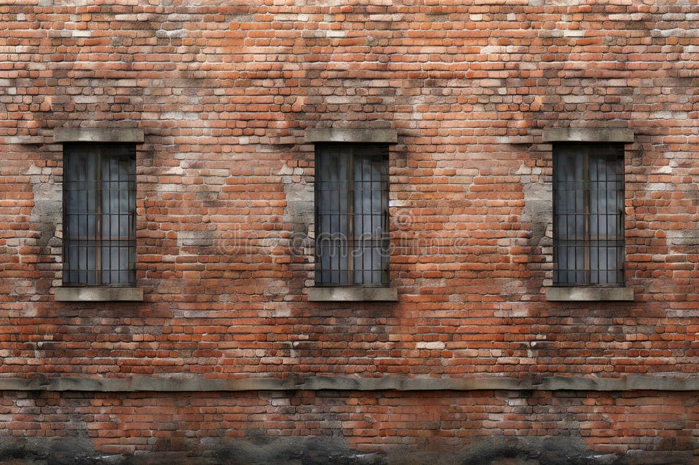 Old Brick Wall with Two Windows, Square Image Stock Illustration ...