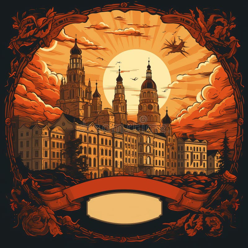 Illustration of an Old Building As a Logo with Space for Text Stock ...