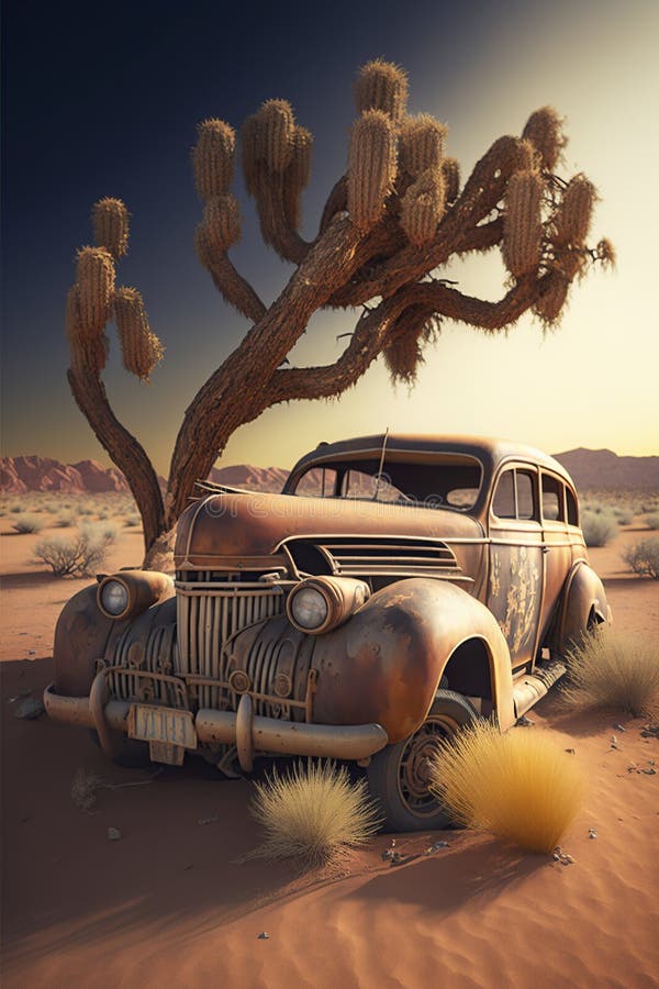 Abandoned Car Desert Stock Illustrations – 231 Abandoned Car Desert ...