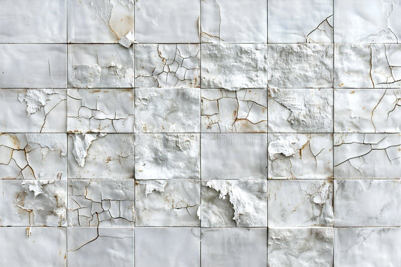 Old Cracked White Ceramic Tile Wall Texture Background, Abstract ...