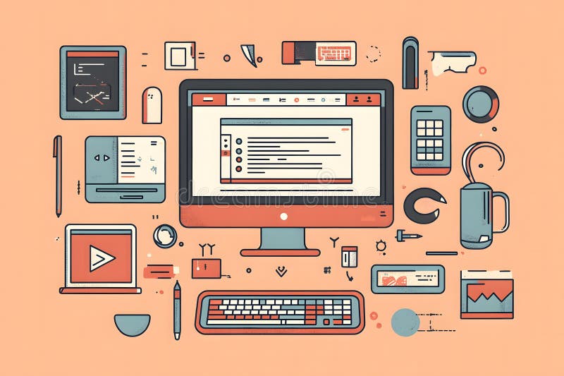 Illustration of an Old-fashioned Web Design with Simple, Cluttered ...