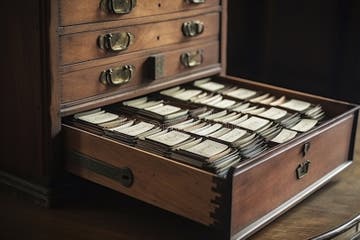 Illustration, Old Library with File Reference Archive , Generative Ai ...