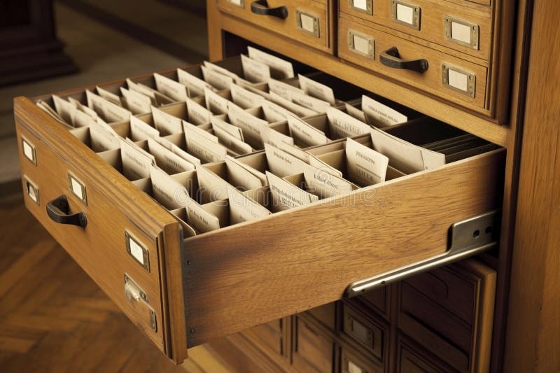 Illustration, Old Library with File Reference Archive , Generative Ai ...