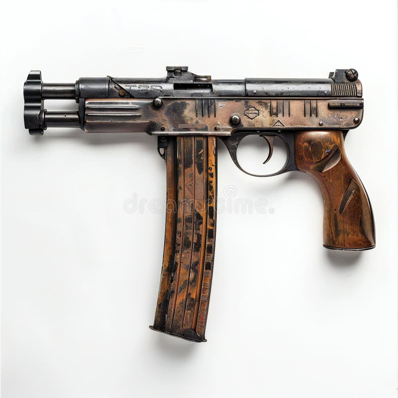Old Machine Gun on a White Background, Isolate, the Concept of Security ...