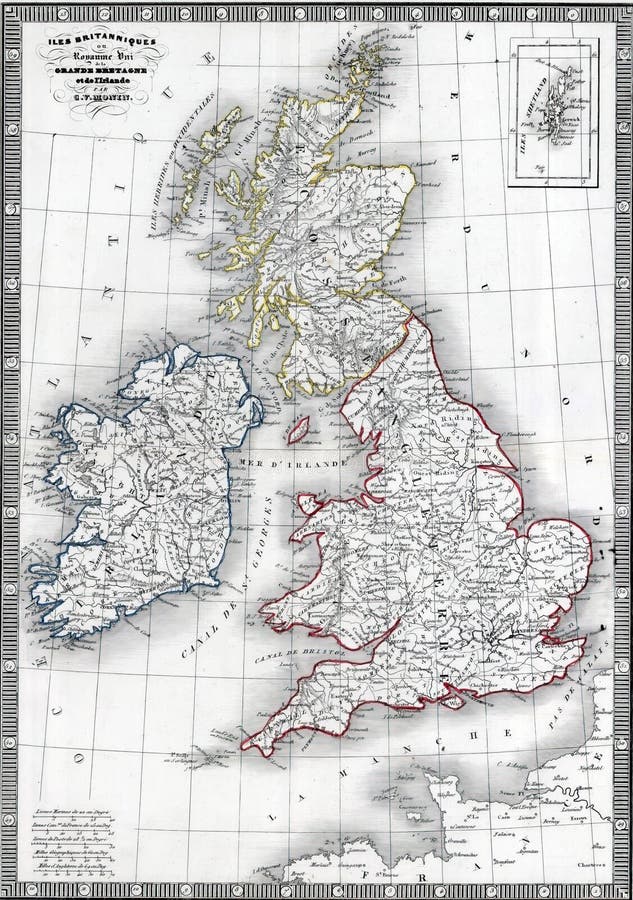 Illustration of an Old Map of Great Britain Editorial Stock Image ...