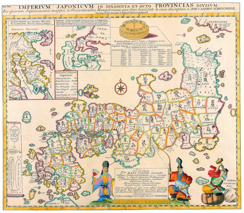 Illustration of an Old Map with the Territory of Ancient Japan ...