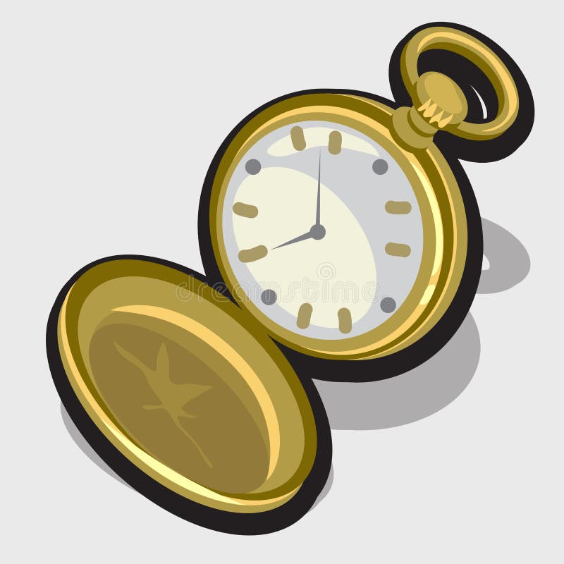 Illustration of Old Opened Vintage Pocket Clock Stock Vector ...
