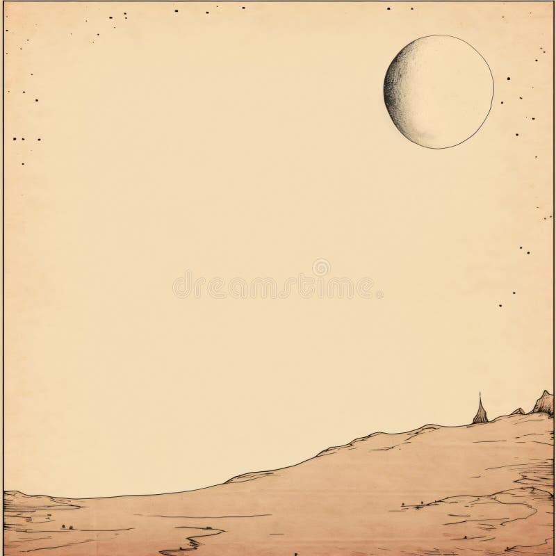 Illustration of an Old Paper with a Moon in the Background Stock Vector ...
