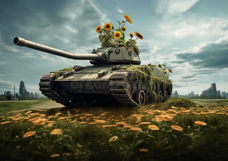 Illustration of an Old Rusty Tank Overgrown with Grass in the Forest ...