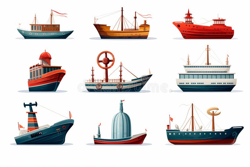 Illustration of Old Ships on a White Background Stock Illustration ...