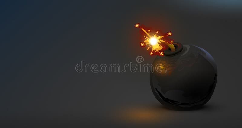 Old typical burning bomb stock illustration. Illustration of metal ...