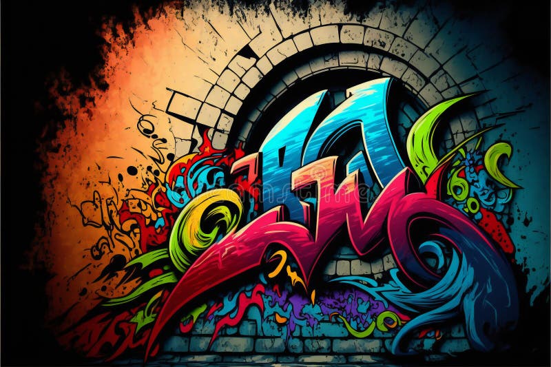 The Old Wall Painted in Color Graffiti Drawing, Hand Drawn & Artistic ...