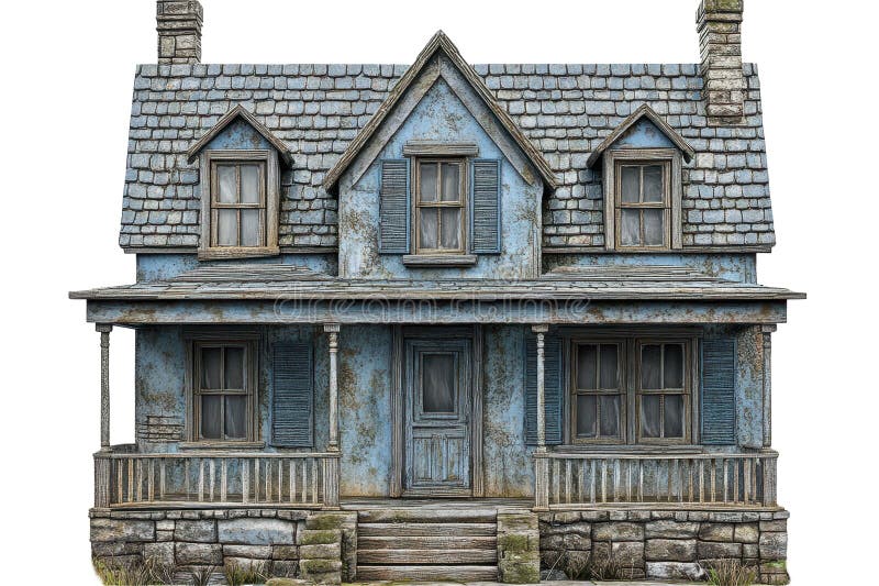 Illustration of an Old, Weathered House Showcasing Unique Architectural ...