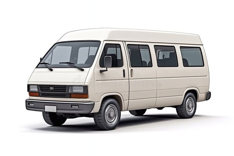 Illustration of an Old White Passenger Van, Generative AI Stock ...