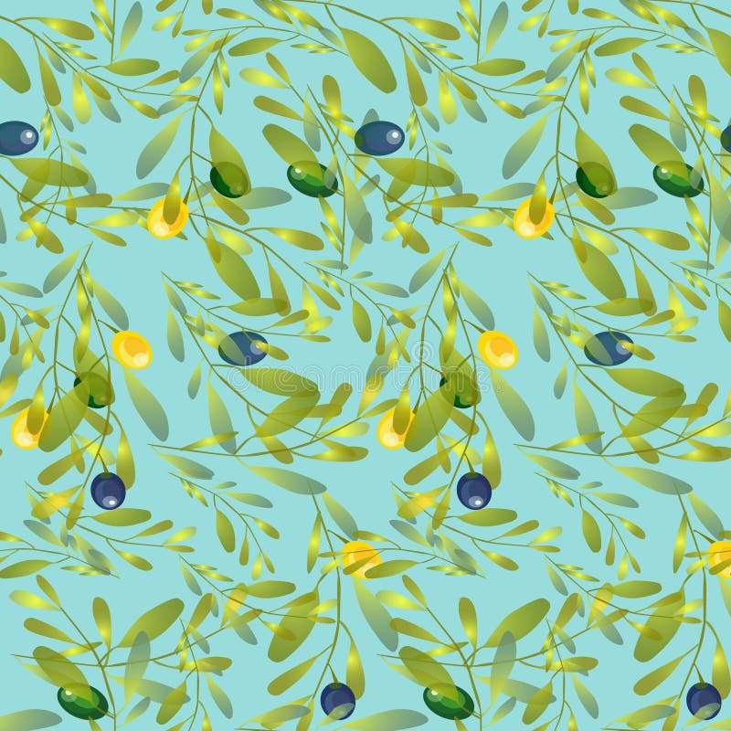 Illustration - Olives Pattern, Flowers Pattern. Stock Vector - Illustration of background ...