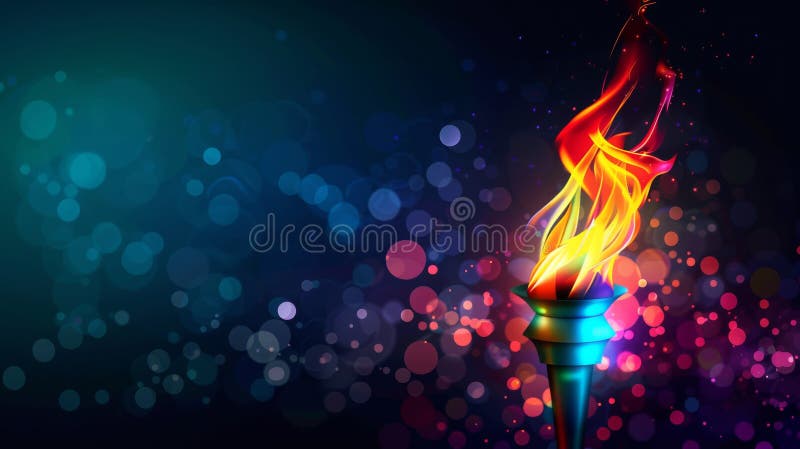 Illustration of Olympic Torch with Flame. Generative AI Stock ...