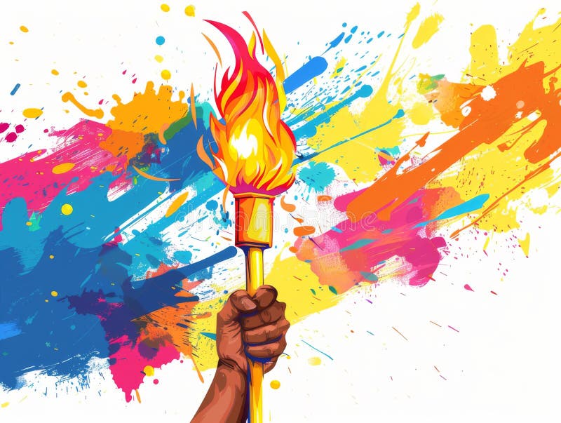 Illustration of Olympic Torch with Flame. Generative AI. Stock ...