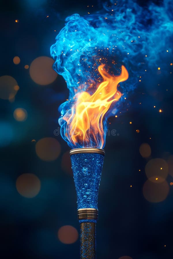 Illustration of Olympic Torch with Flame. Generative AI. Stock ... Illustration of Olympic Torch with Flame. Generative AI. Stock ...