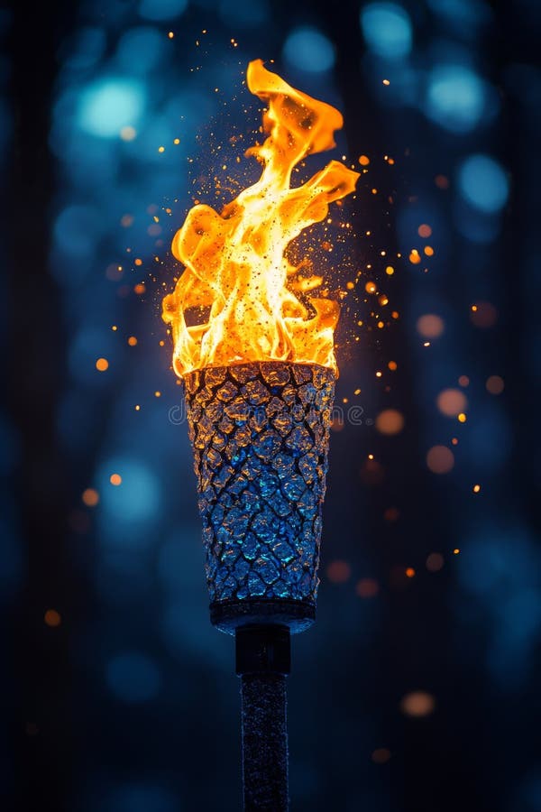 Illustration of Olympic Torch with Flame. Generative AI. Stock ...
