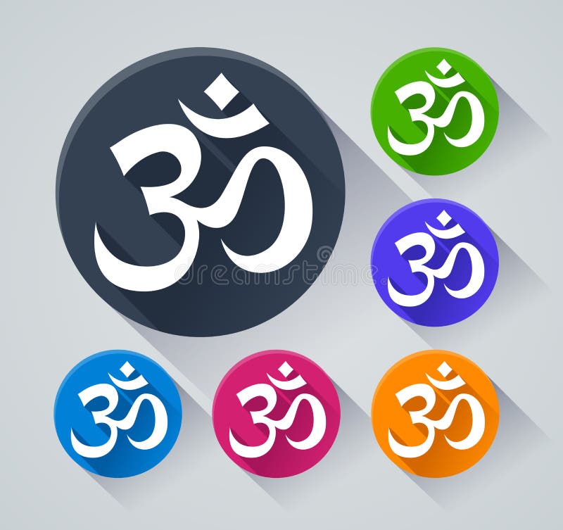 Om Circle Icons with Shadow Stock Vector - Illustration of sign, green ...