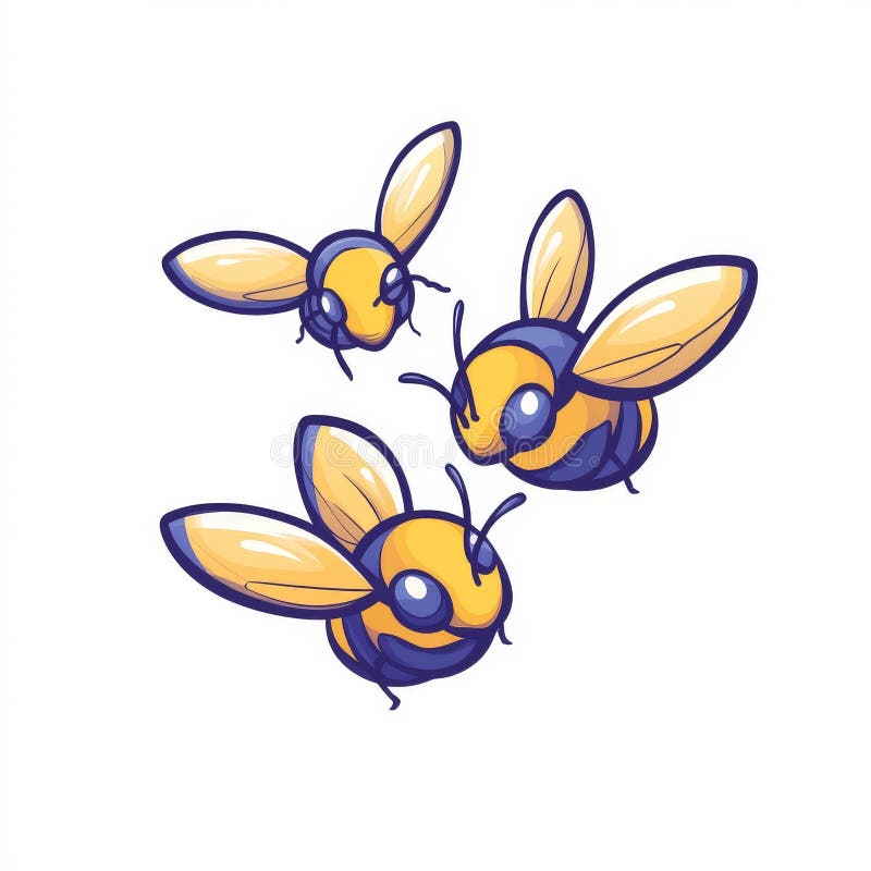 An Illustration of a One-line Cartoon of a Yellow Wasp. Stock ...