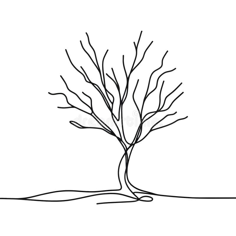 One Line Minimalist Continuous Linear Sketch Dry Tree Stock ... One Line Minimalist Continuous Linear Sketch Dry Tree Stock ...
