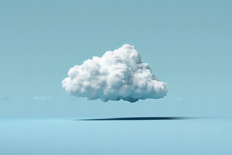 One White Cloud Floating in the Sky Against a Solid Blue Background in ...