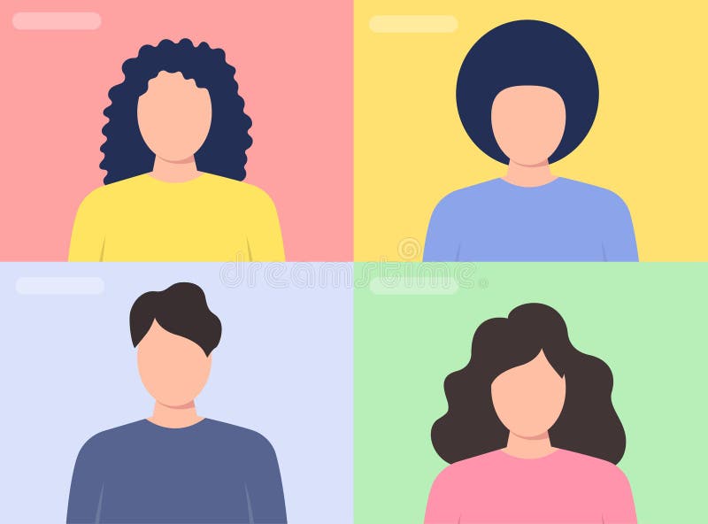 Illustration of an Online Conference through a Computer. Four People ...