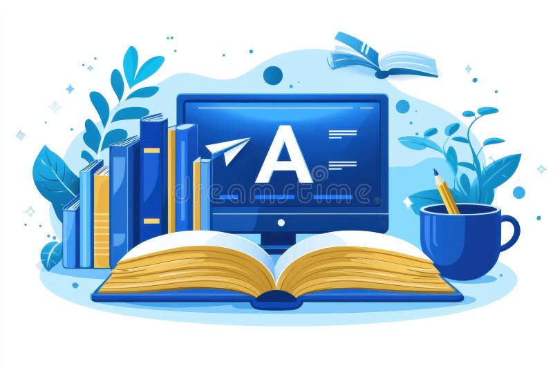 Illustration of an Online Learning Environment with Books and Open ...