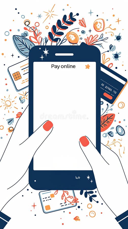 Illustration of Online Payment Process Using a Smartphone and Credit ...