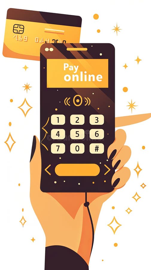 Illustration of Online Payment Using Smartphone and Credit Card Stock ...