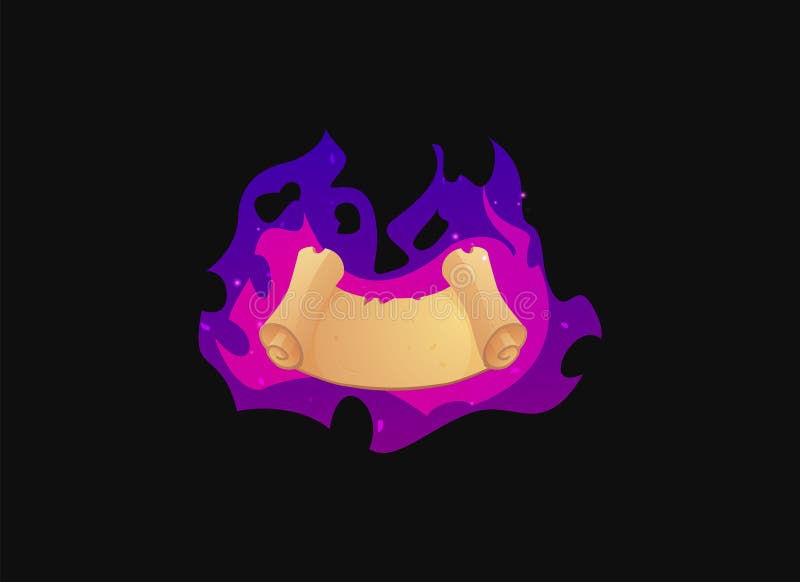 Illustration of an Open Ancient Scroll Burning with Magical Flame on ...