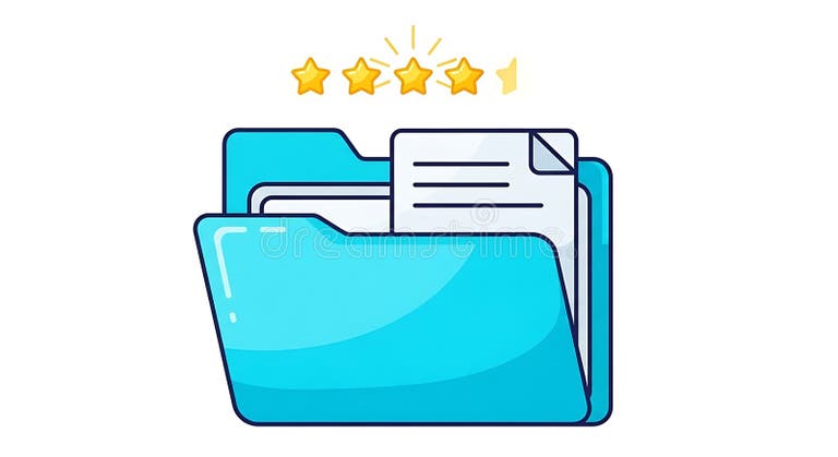 An Illustration of an Open Blue Folder Containing Papers with Lines ...