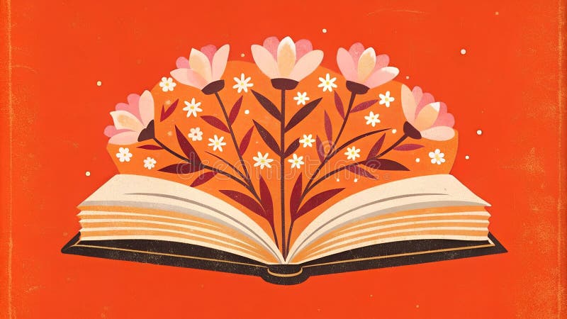 Illustration of Open Book Adorned with Beautiful Flowers Growing from ... Illustration of Open Book Adorned with Beautiful Flowers Growing from ...