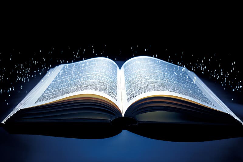 Illustration of an Open Book Emitting Mysterious Glow on a Dark ...