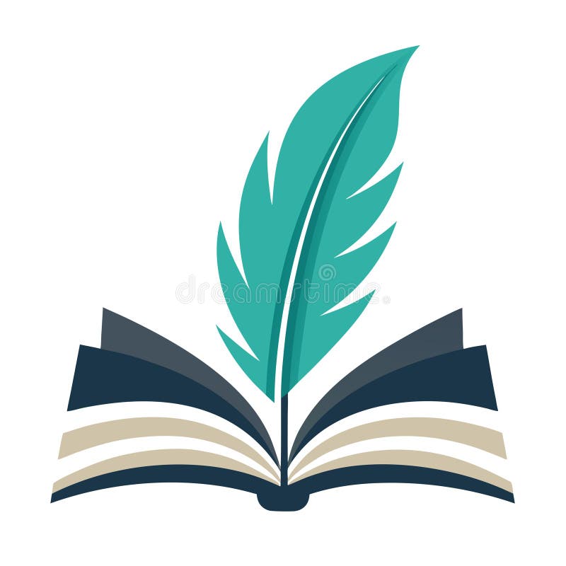 Open Book and Feather Quill Illustration: Education, Writing, and ...