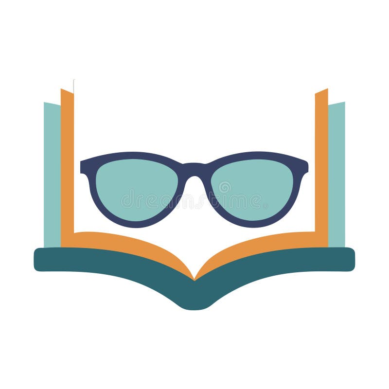 Book with Glasses Icon Illustration Representing Reading, Studying, and ...