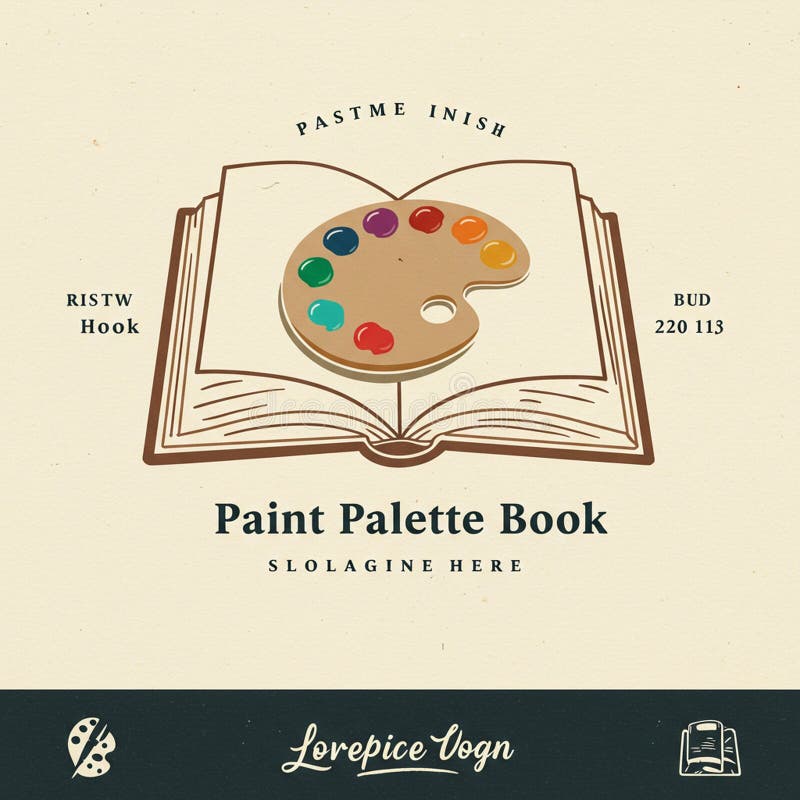 Illustration of an Open Book with a Paint Palette Featuring Multiple ...