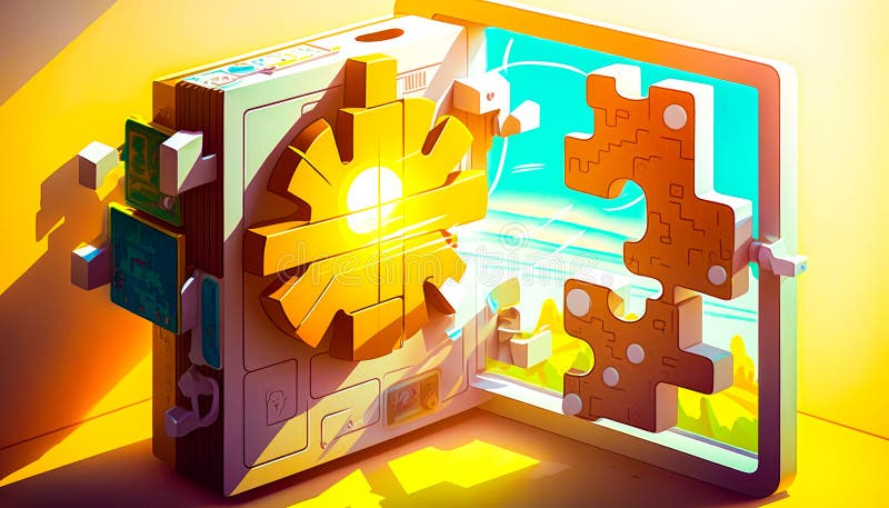 An Illustration of an Open Book with Puzzle Pieces Inside. Generative ...