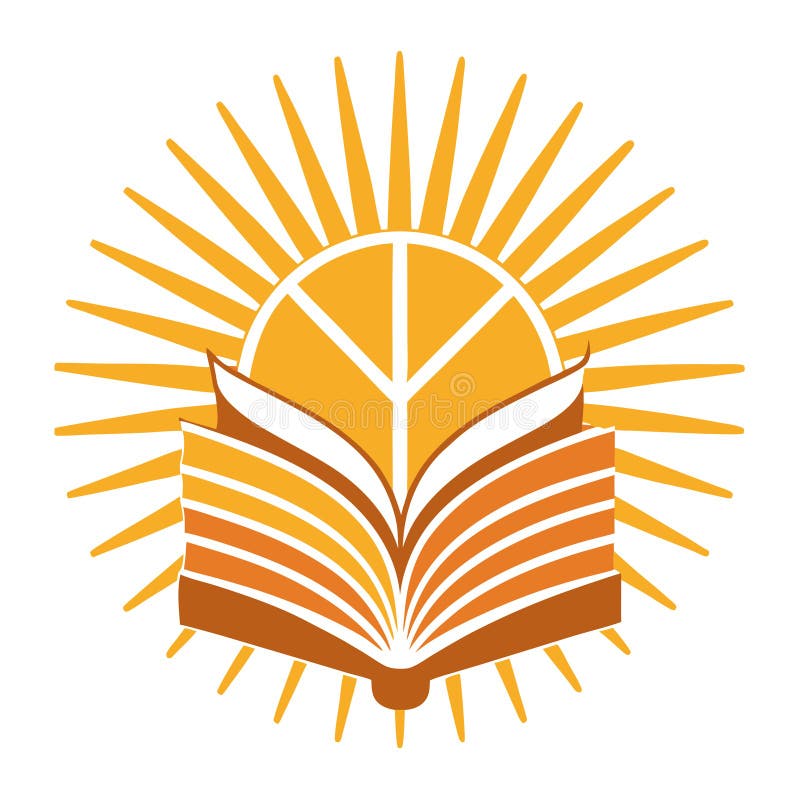 Open Book with Sun Rays Icon Illustration, Education and Knowledge ...