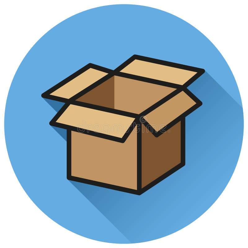 Open box circle flat icon stock vector. Illustration of gift - 117605089