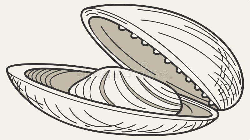 Open Shell Marine Mollusk Nature Ocean Illustration Vector Design ...