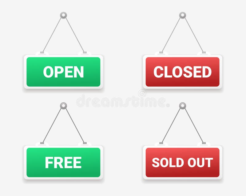 Open and Closed Sign. Free and Sold Out Symbol. Illustration Vector ...