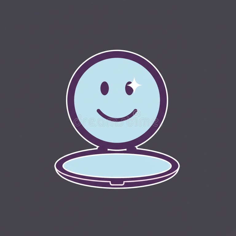 Illustration of an Open Compact Mirror with a Smiling Face on the ...