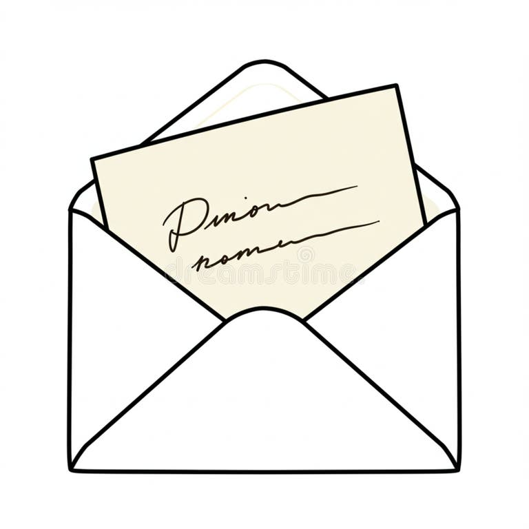 An Illustration of an Open Envelope Containing a Letter. Stock ...